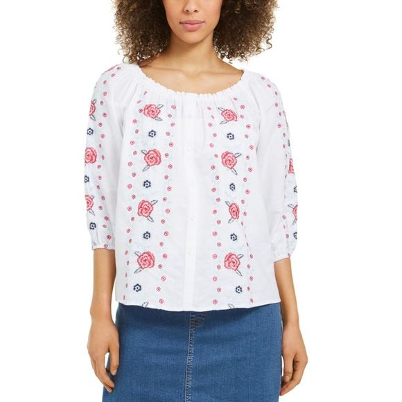 Charter Club | Tops | Charter Club Womens Linen Embroidered Front ...